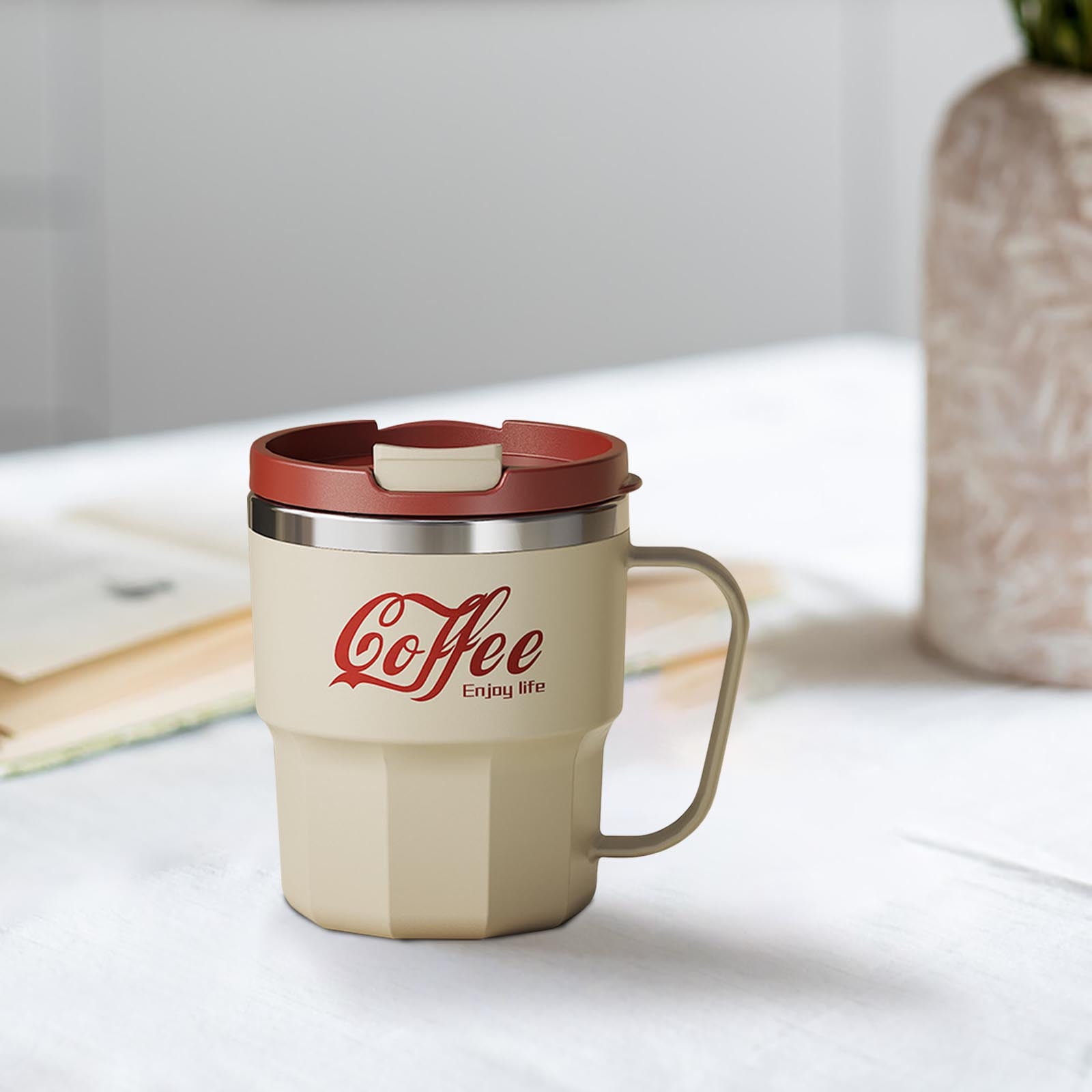 304 Stainless Steel Double-Layer Mug with Handle, Insulated Water Cup ...