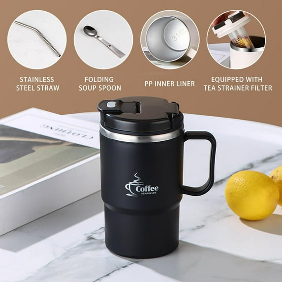 304 Stainless Steel Double-Layer Mug with Handle, Insulated Water Cup ...