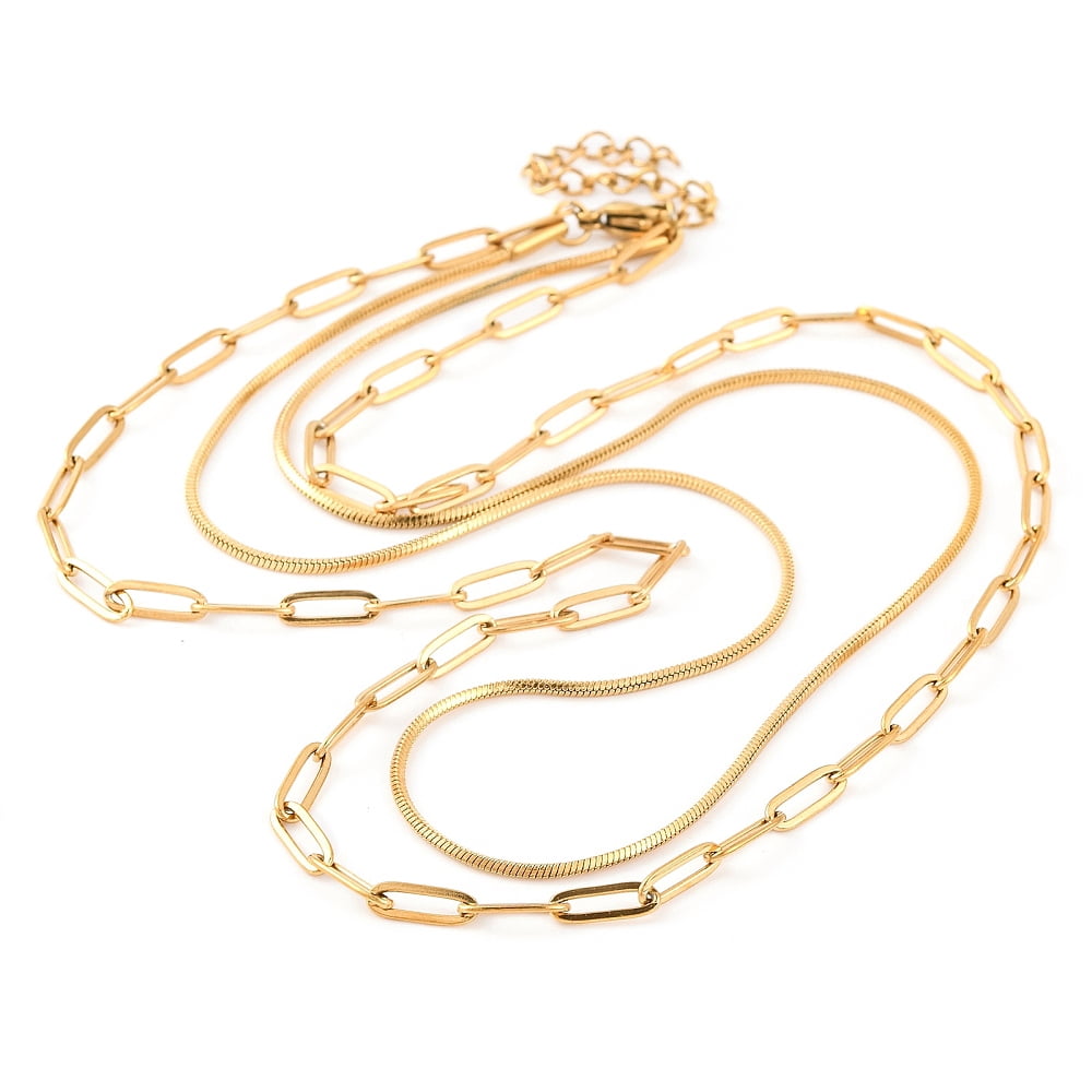 304 Stainless Steel Double Layer Paperclip Chain Square Snake Chain ...