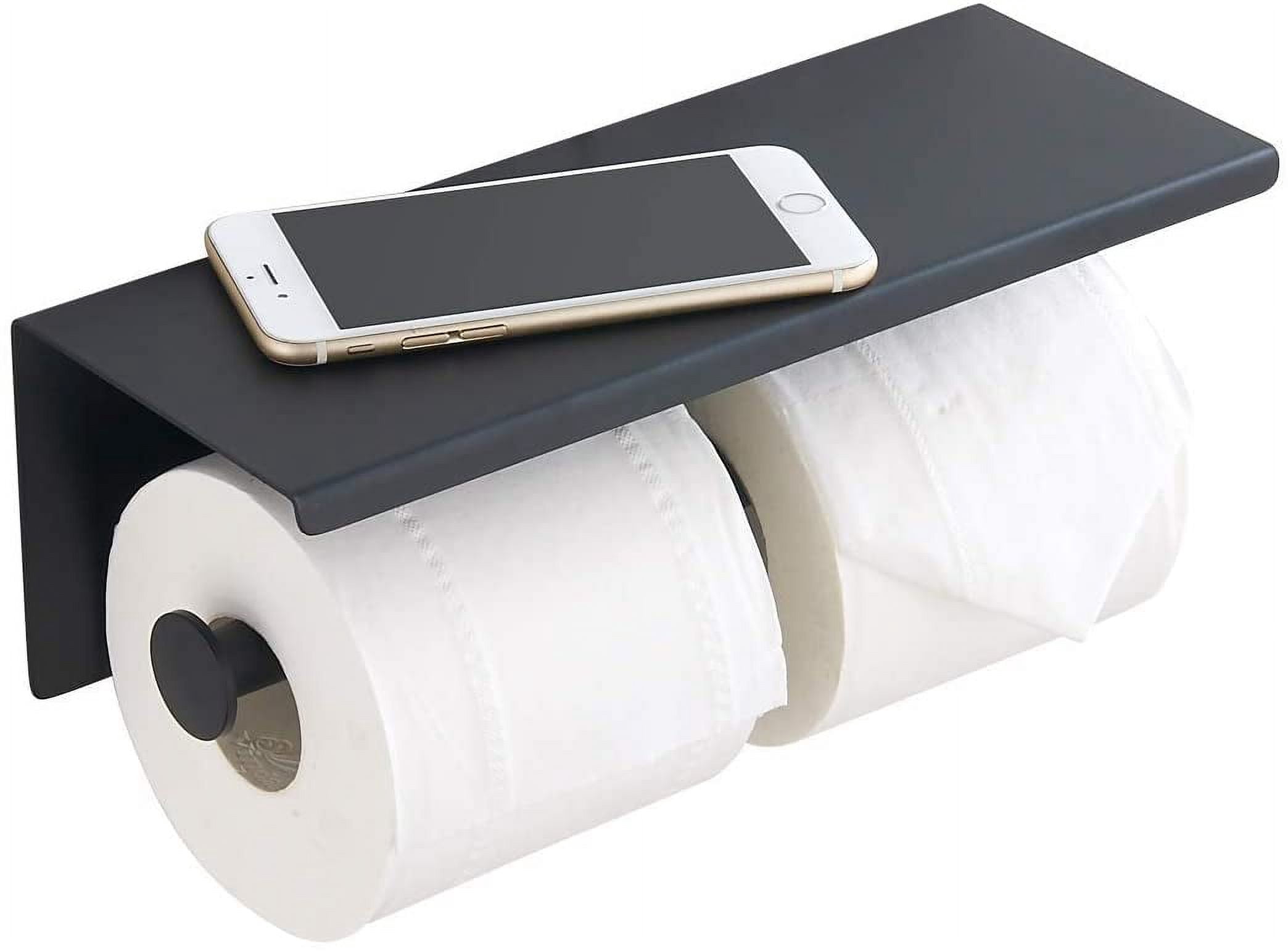 304 Stainless Steel Double Toilet Paper Holder Wall Mounted Matte Black ...