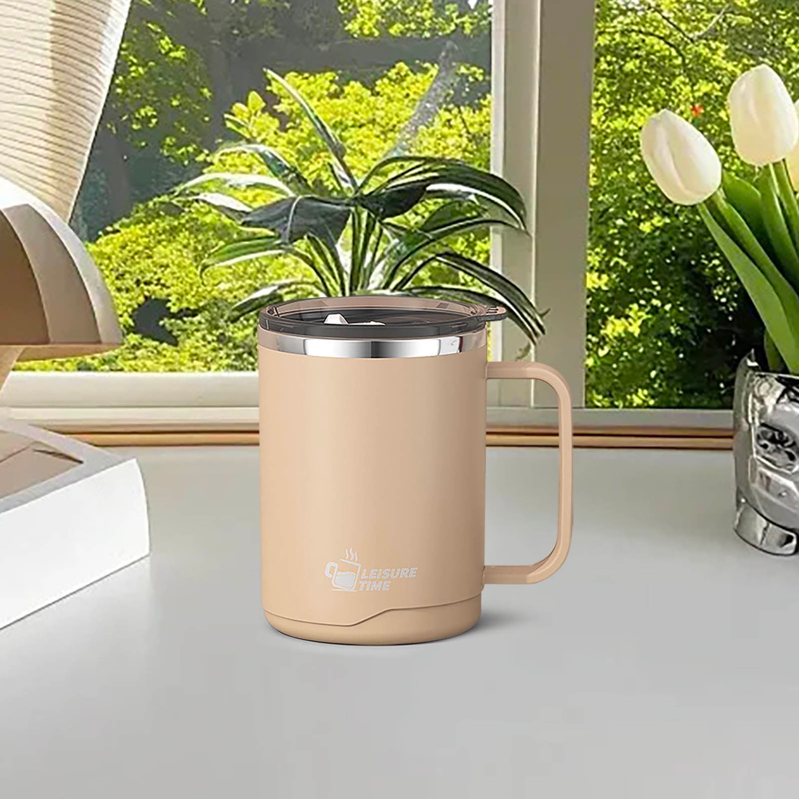 304 Stainless Steel Double-Wall Insulated Mug with Handle | 500ml Leak ...