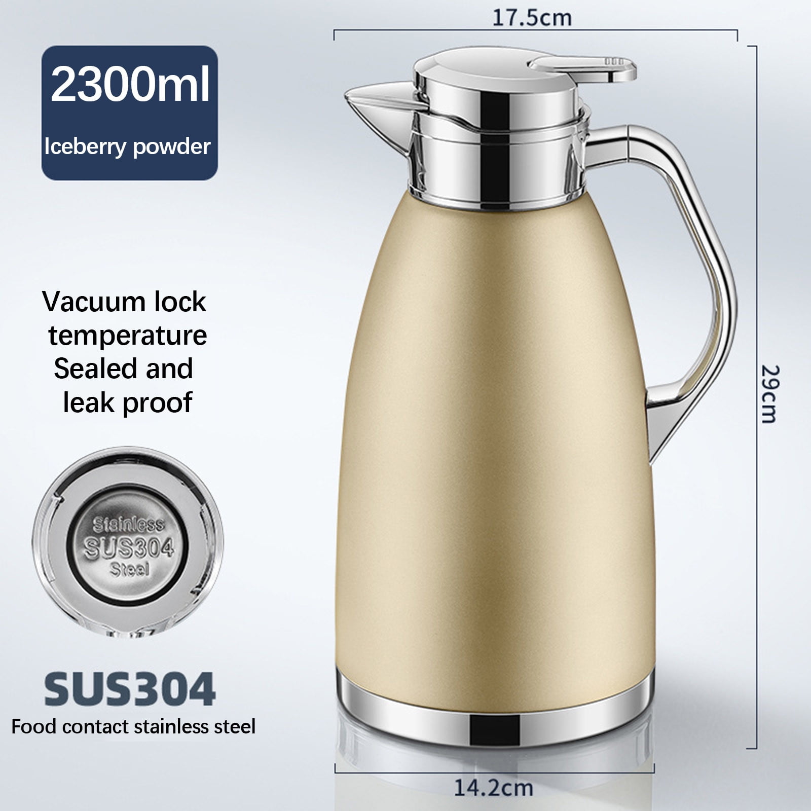 304 Stainless Steel Double-layer Inner Kettle - 77oz Large Capacity ...