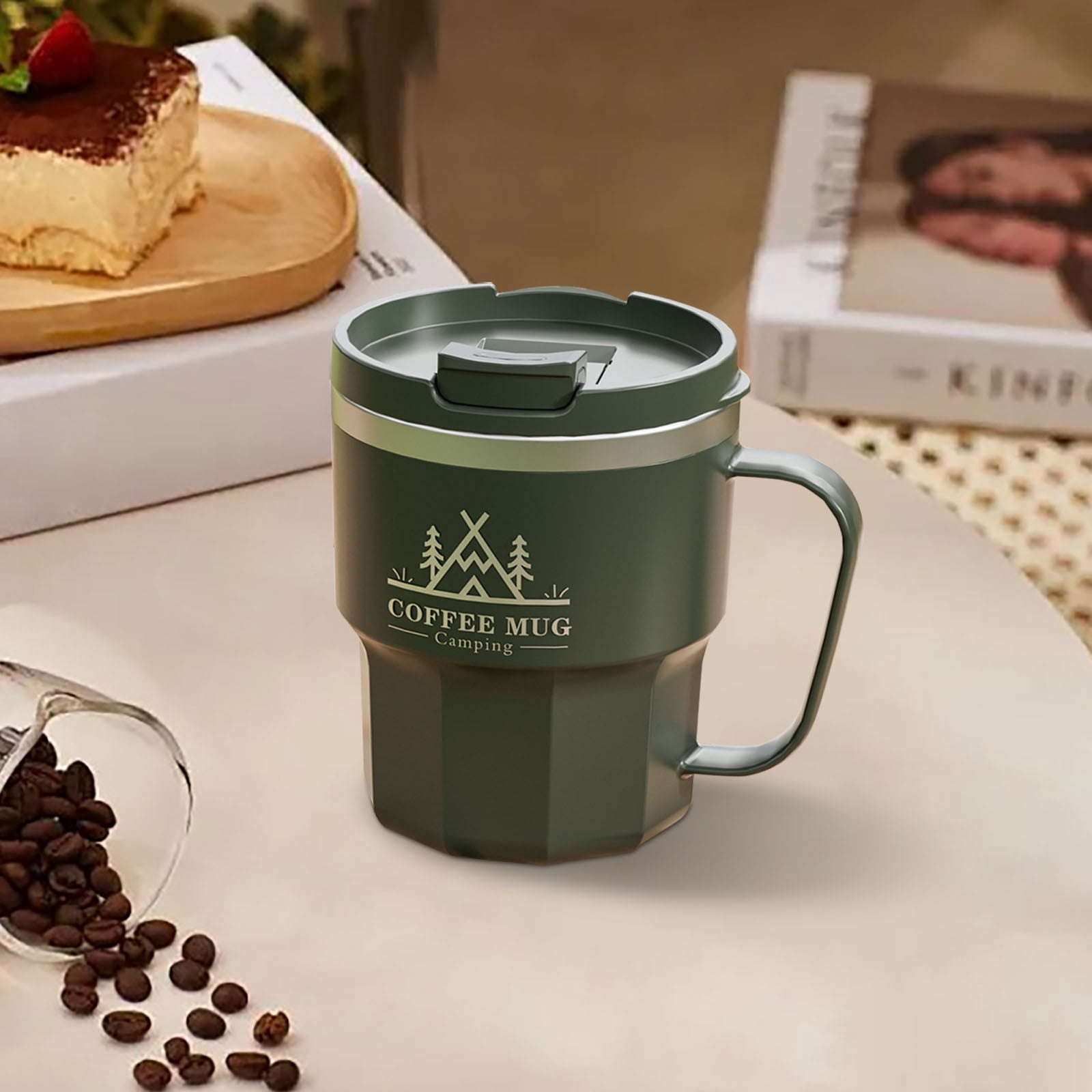 304 Stainless Steel Double-layer Mug Home Office Water Cup With Handle ...