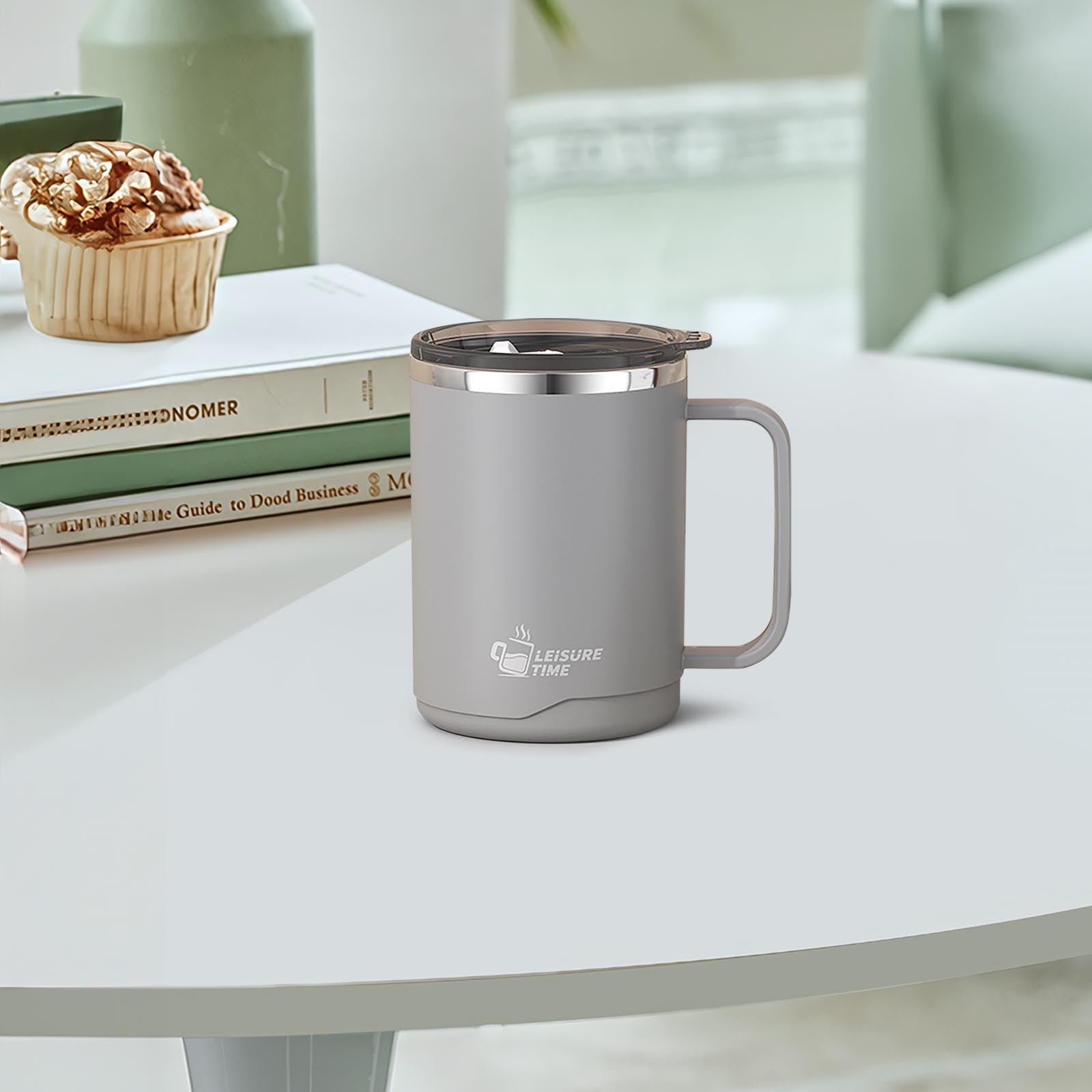 304 Stainless Steel Double-layer Mug Home Office Water Cup With Handle ...