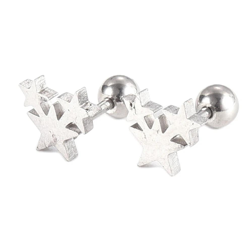 304 Stainless Steel Ear Plugs Ear Studs Star Silver 7.5X8.5X2Mm 1Mm Z346 - Walmart.com