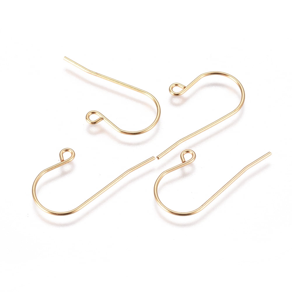 304 Stainless Steel Earring Hooks Ear Wire with Horizontal Loop Golden ...