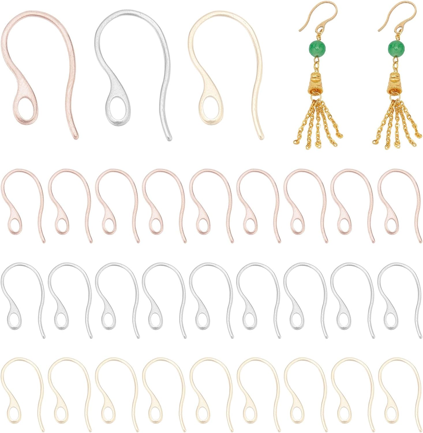 304 Stainless Steel Earring Hooks Ear Wire with Horizontal Loop Mixed ...