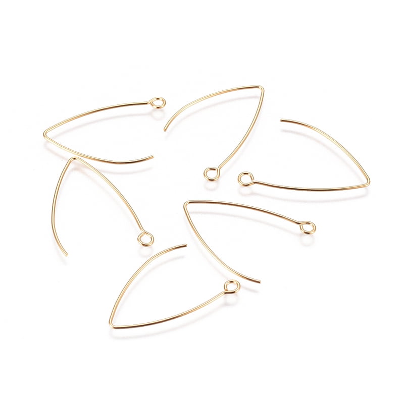 304 Stainless Steel Earring Hooks with Horizontal Loop Golden 31x20x0 ...