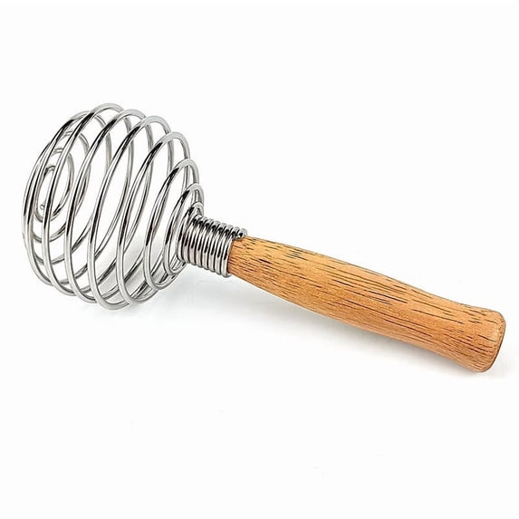 304 Stainless Steel Egg Beater With Oak Handle Manual Whisk For Kitchen ...