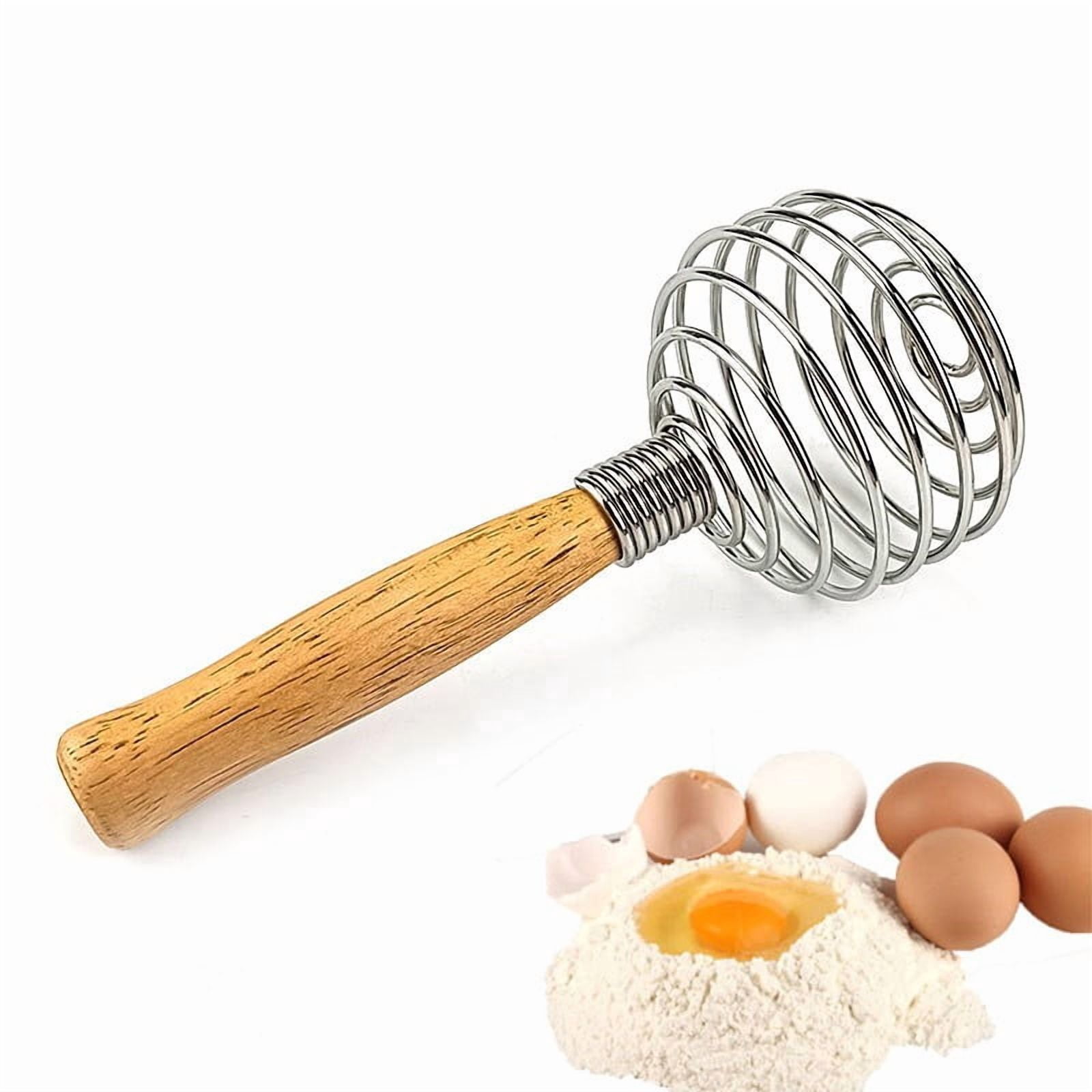 304 Stainless Steel Egg Beater with Comfortable Wood Handle for ...