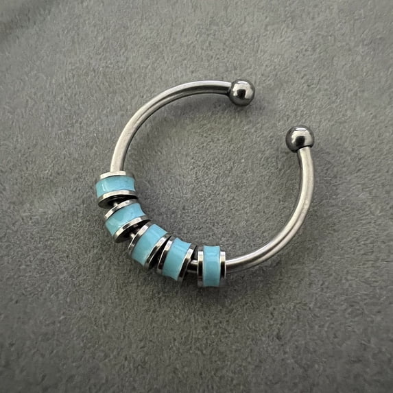 304 Stainless Steel Enamel Disc Beaded Adjustable Open Rings Relieve ...
