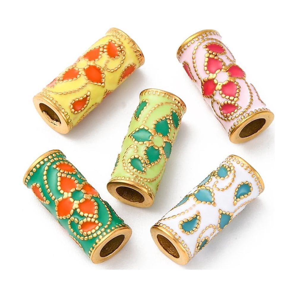 304 Stainless Steel Enamel European Beads Large Hole Beads Ion Plating ...