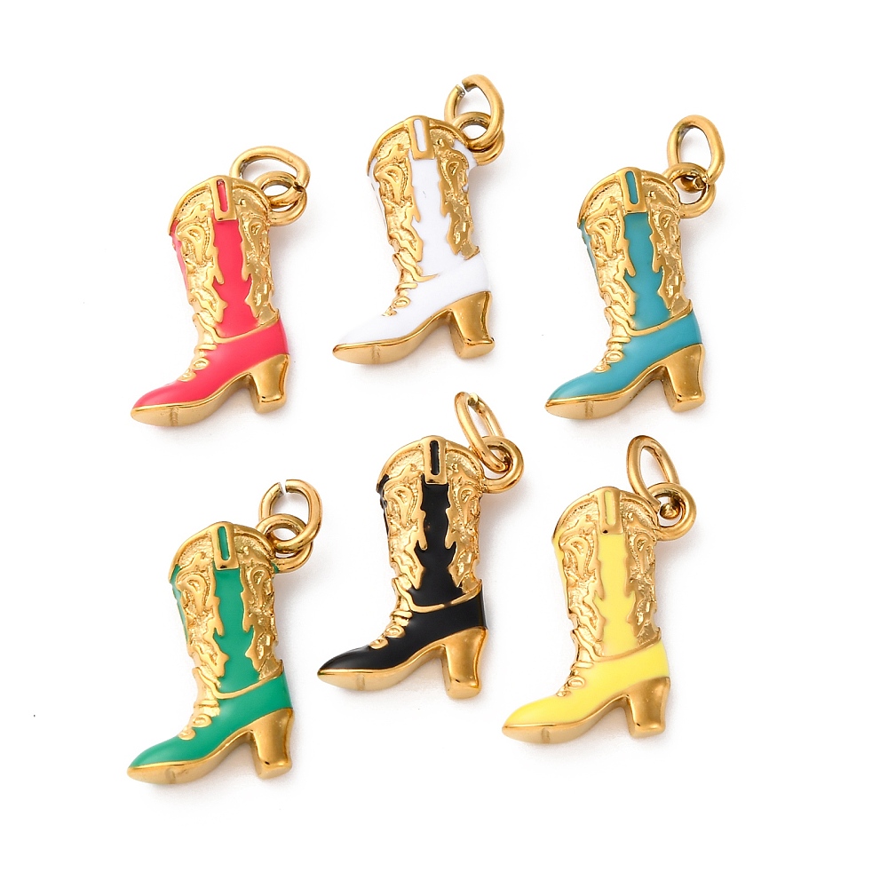 304 Stainless Steel Enamel Pendants with Jump Ring Ion Plating(IP) Real ...