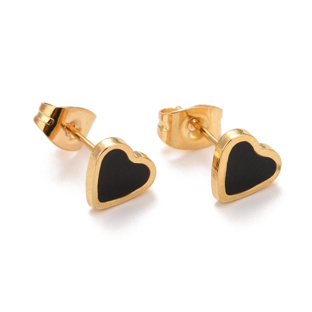 304 Stainless Steel Enamel Stud Earrings with 316 Surgical Stainless ...
