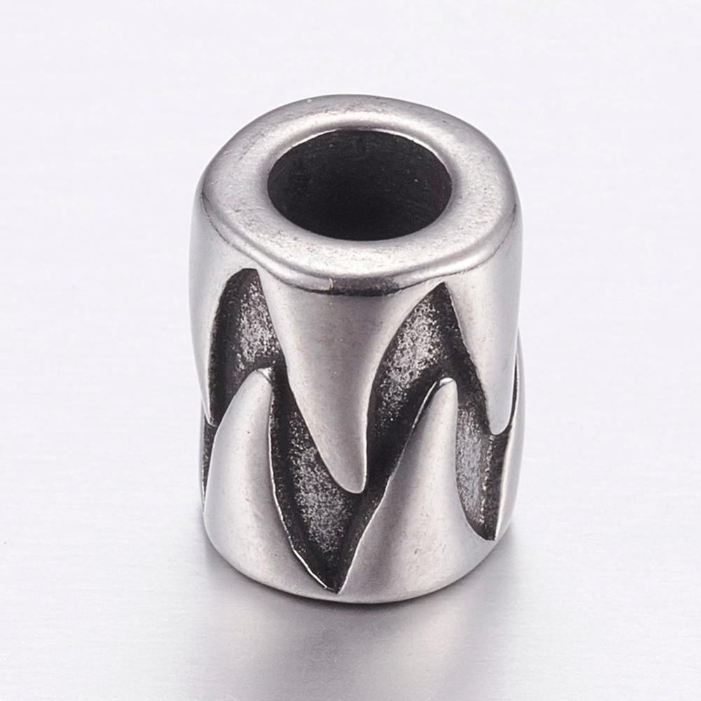 304 Stainless Steel European Beads Large Hole Beads Column Silver ...