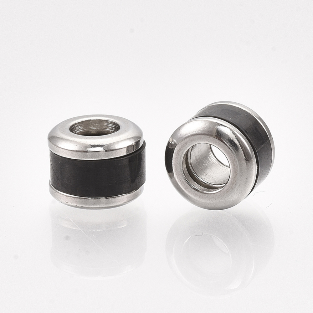 304 Stainless Steel European Beads with Fiber Large Hole Beads Column ...