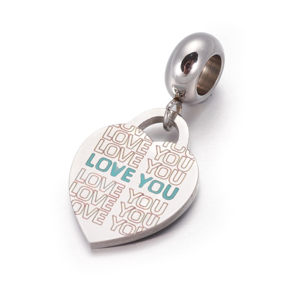 304 Stainless Steel European Dangle Charms with Enamel Large Hole ...