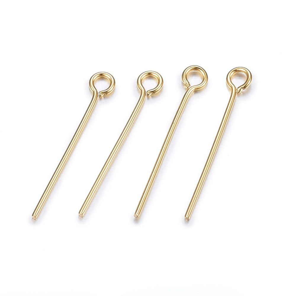 304 Stainless Steel Eye Pins Golden 18mm Hole: 1.5mm Pin: 0.6mm ...
