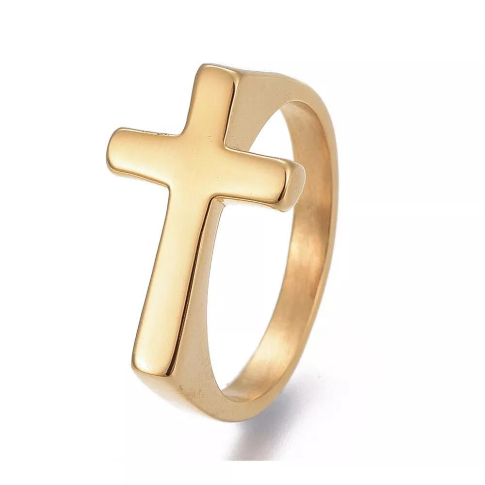 304 Stainless Steel Finger Rings Cross Gold Black Silver Size 7-12 17 ...