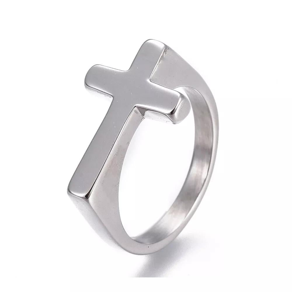 304 Stainless Steel Finger Rings Cross Gold Black Silver Size 7-12 17 ...