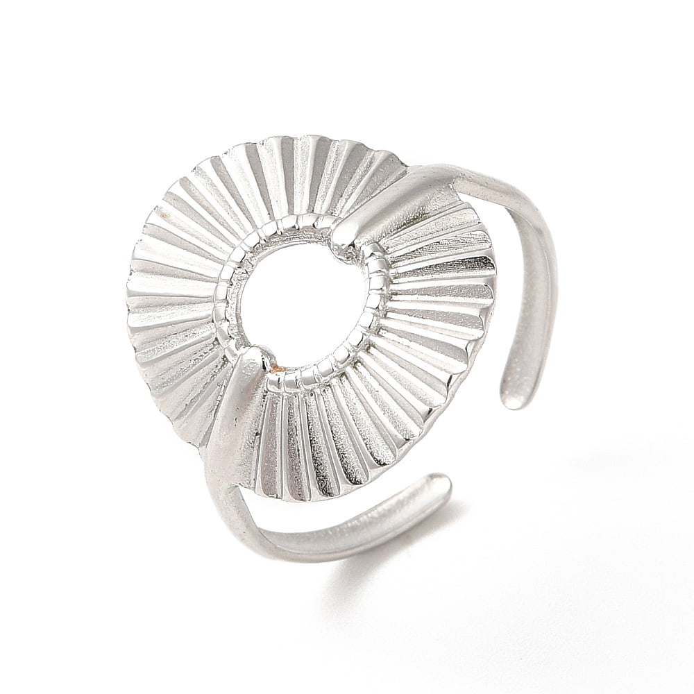 304 Stainless Steel Finger Rings Cuff Ring Corrugated Round Ring for ...