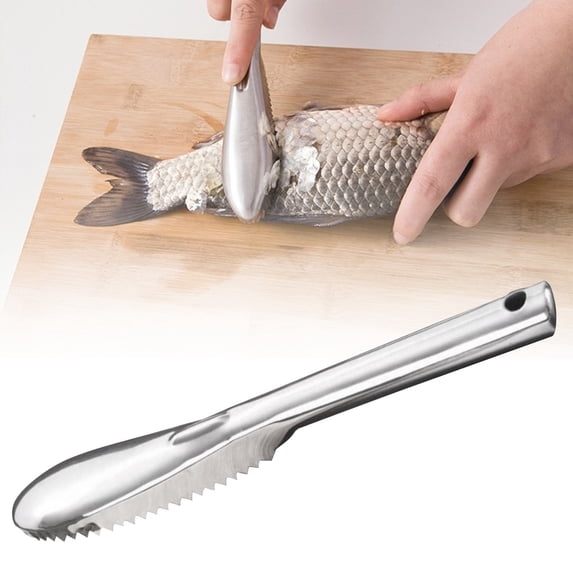 304 Stainless Steel Fish Scaler Tool with Serrated Edge, Ergonomic ...