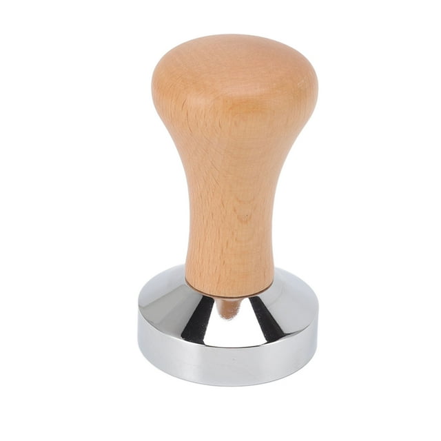 304 Stainless Steel Flat Base Coffee Tamper Wooden Handle Coffee Press ...