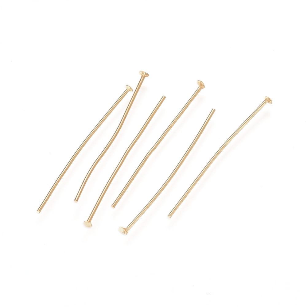 304 Stainless Steel Flat Head Pins Real 18K Gold Plated 30x0.6mm 22 ...