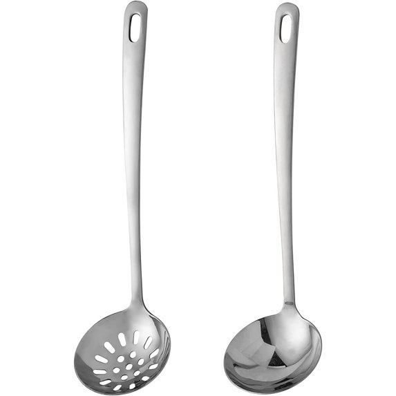 304 Stainless Steel Flatware Serving Utensils, Skimmer Slotted Spoon ...