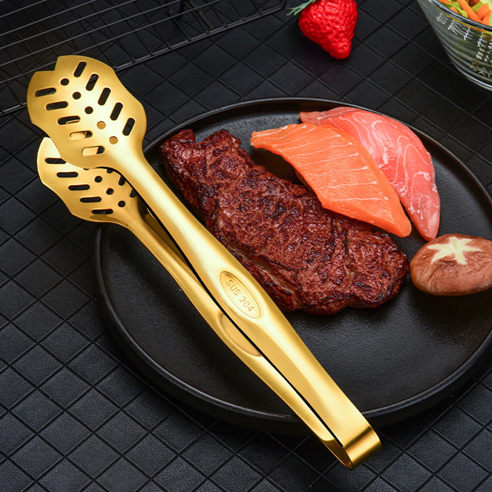 304 Stainless Steel Food Clip Steak & BBQ Meat Clip Hollow Bread Clip ...