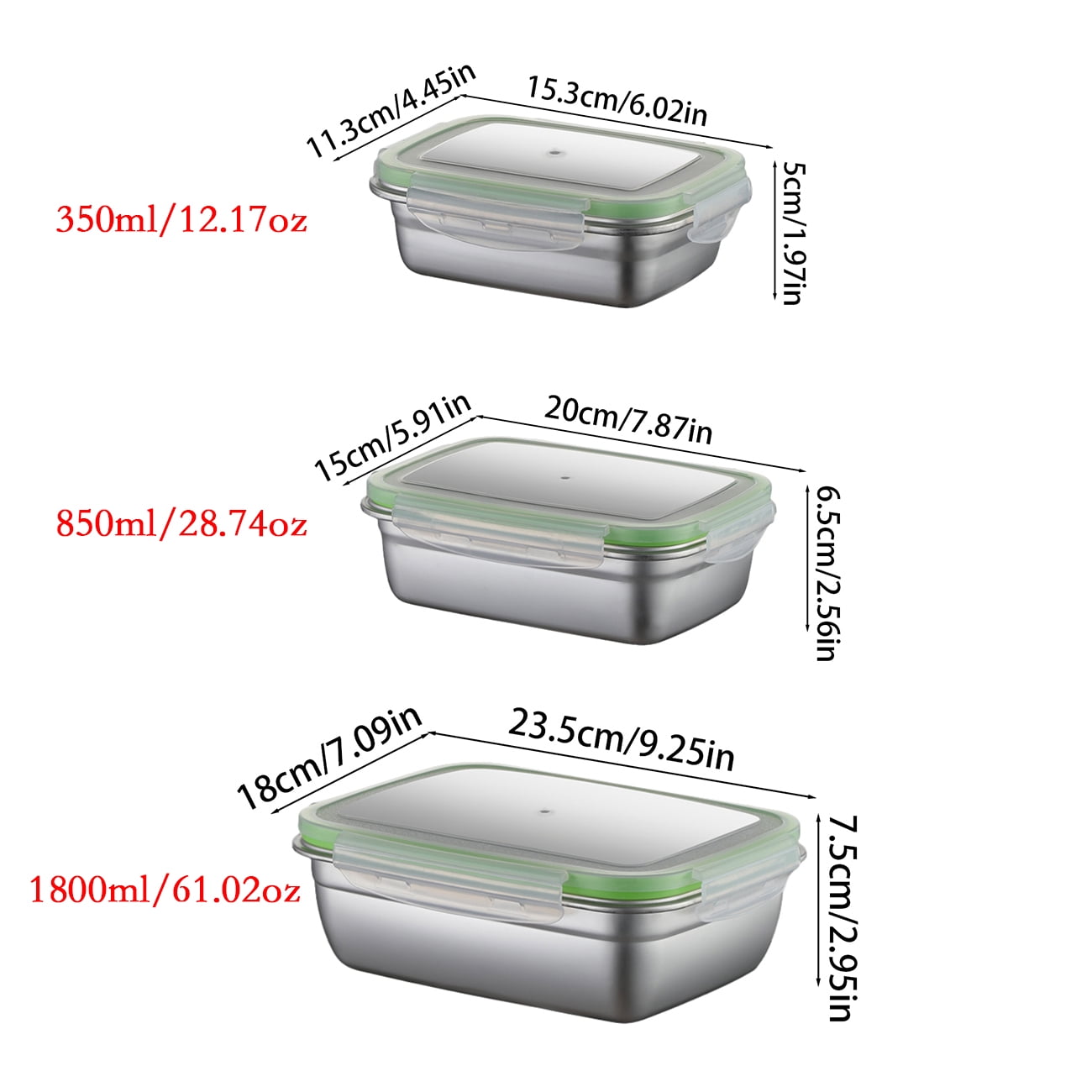 304 Stainless Steel Food Storage Container Set - Stackable Lunch Boxes ...