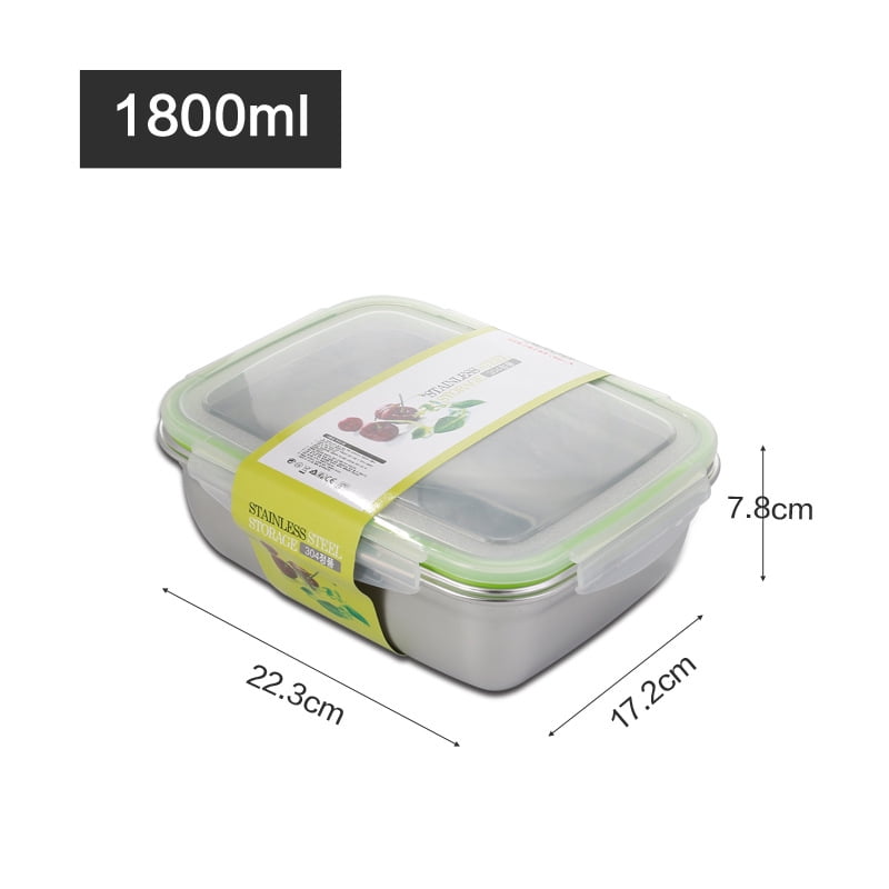 304 Stainless Steel Fresh-keeping Box Sealed Leak Proof Lunch Box Fruit Box with Lid Dumpling ...