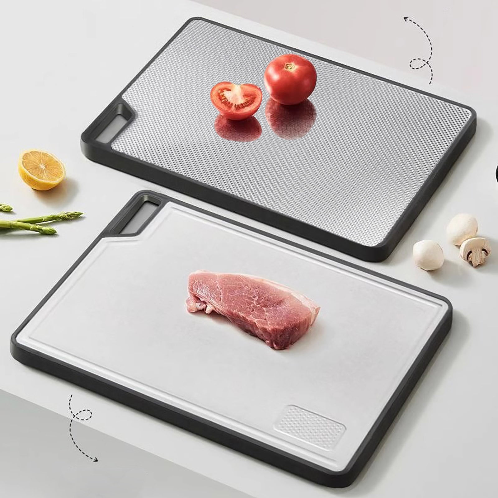 304 Stainless Steel Fruit & Vegetable Cutting Board Double-Sided with ...