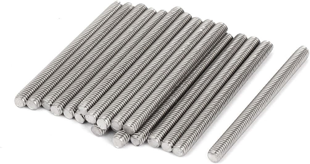 304 Stainless Steel Fully Threaded Rod Bar Studs Silver Tone 20 Pcs ...