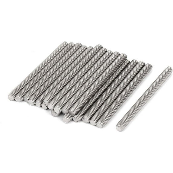 304 Stainless Steel Fully Threaded Rod Bar Studs Silver Tone 20 Pcs ...