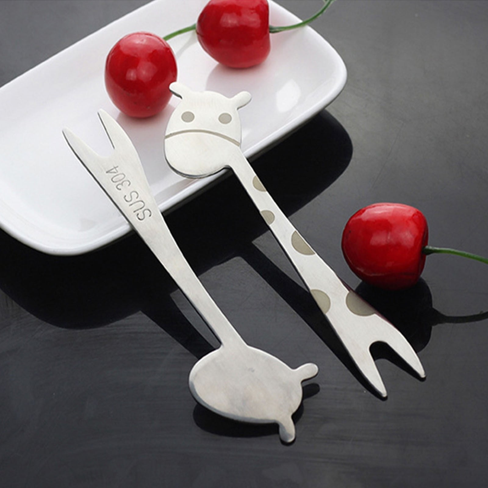 304 Stainless Steel Giraffe Fruit fork, Kid-Friendly Tableware, Cute ...