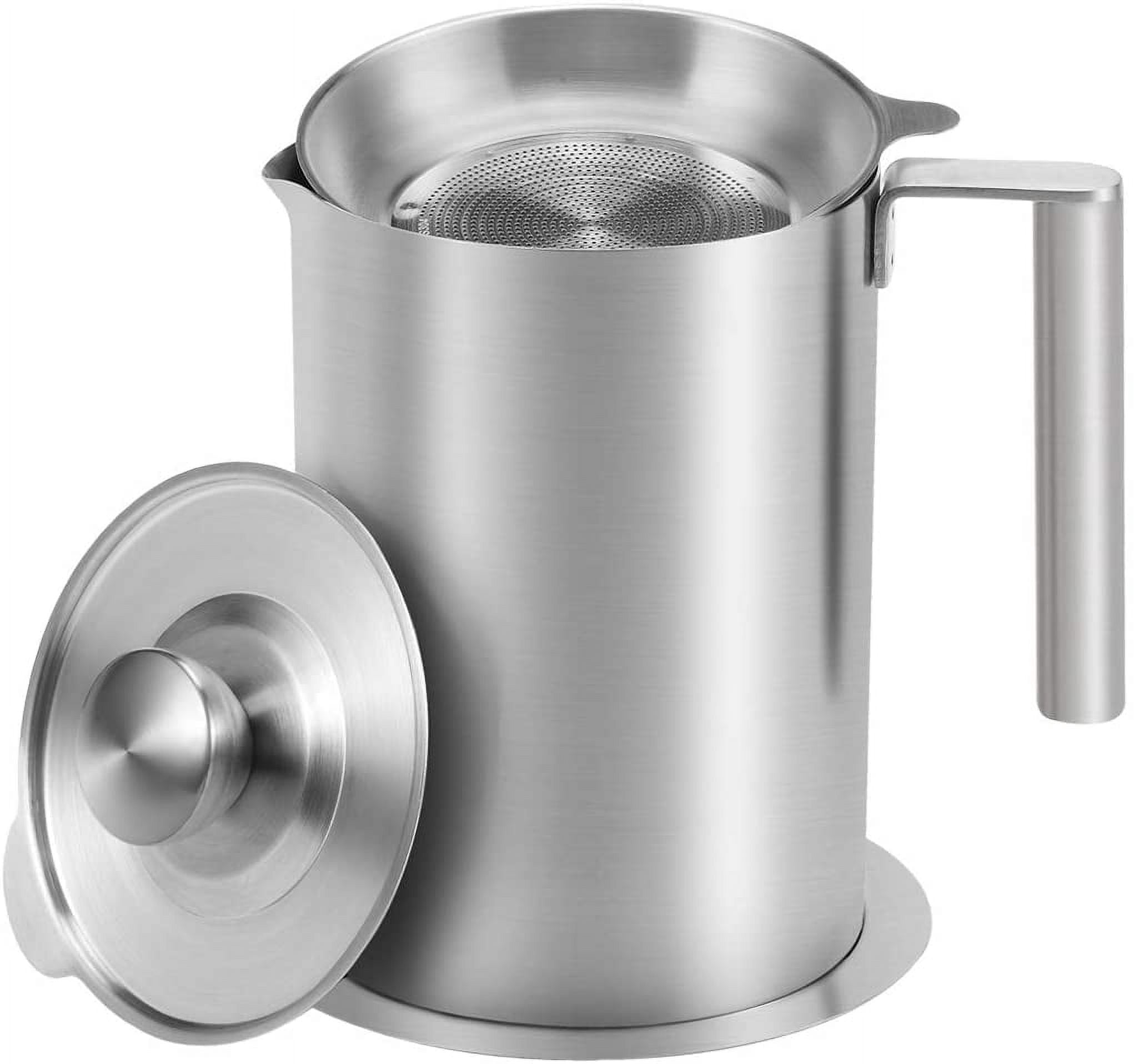 304 Stainless Steel Grease Strainer and Container - 1.8 L/1.9 Quart ...