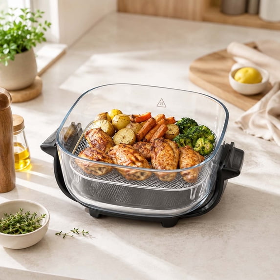 304 Stainless Steel Griddle Air Fryer Oven Grill Pan, Dishwasher Safe ...