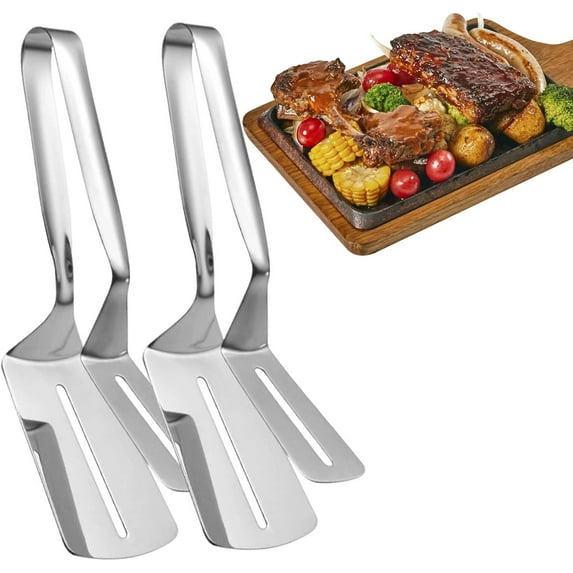 304 Stainless Steel Grill Clamp Tongs – Heavy Duty BBQ Spatula Tongs ...