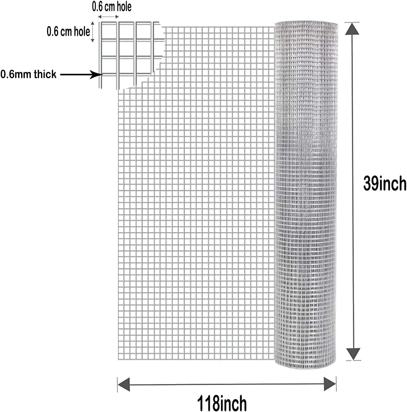 304 Stainless Steel Hardware Cloth 39" X 118" Wire Mesh for Chicken ...