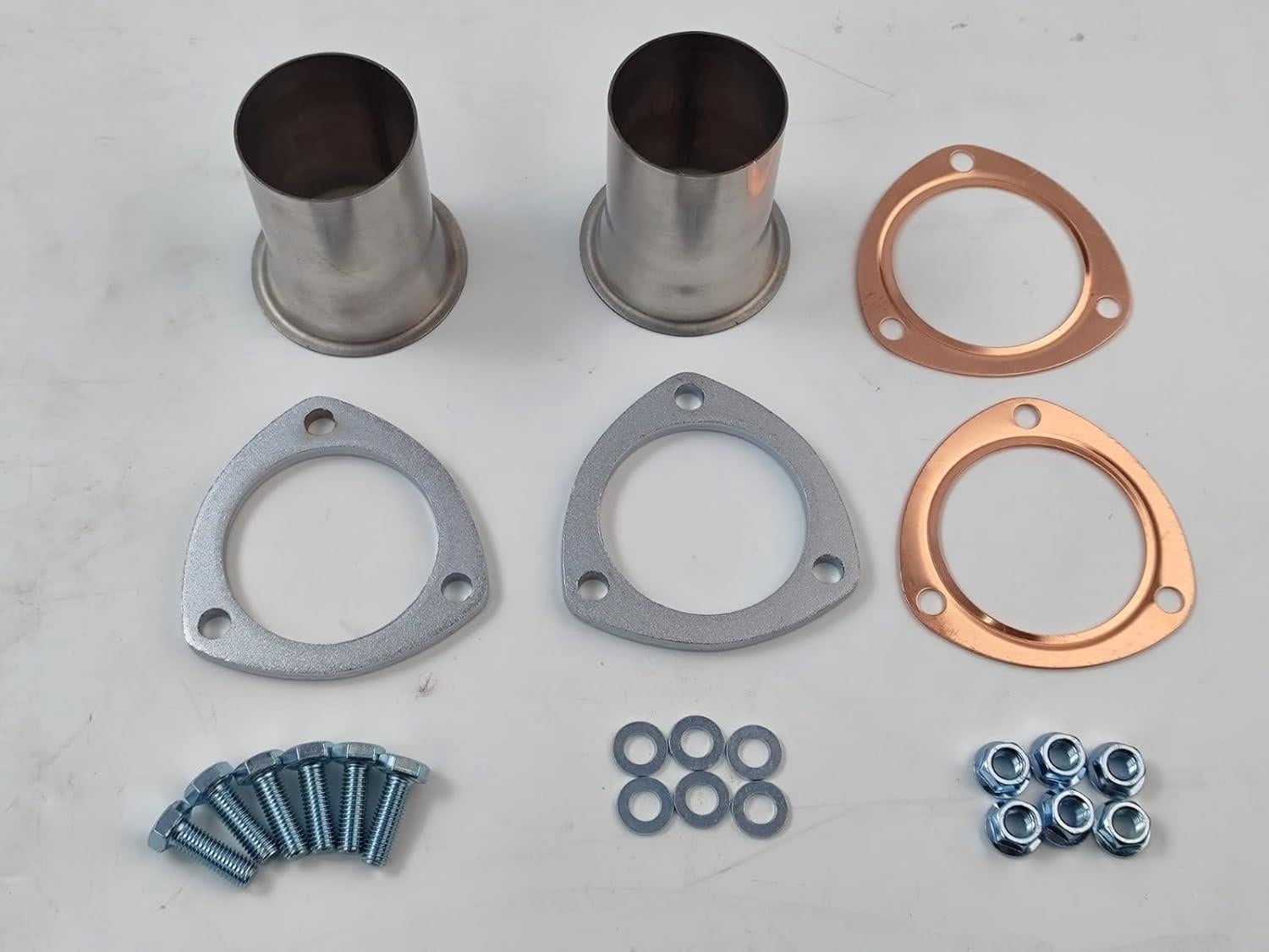 304 Stainless Steel Header Collector Reducer Kit, 3 Inch 3-Bolt Flange ...