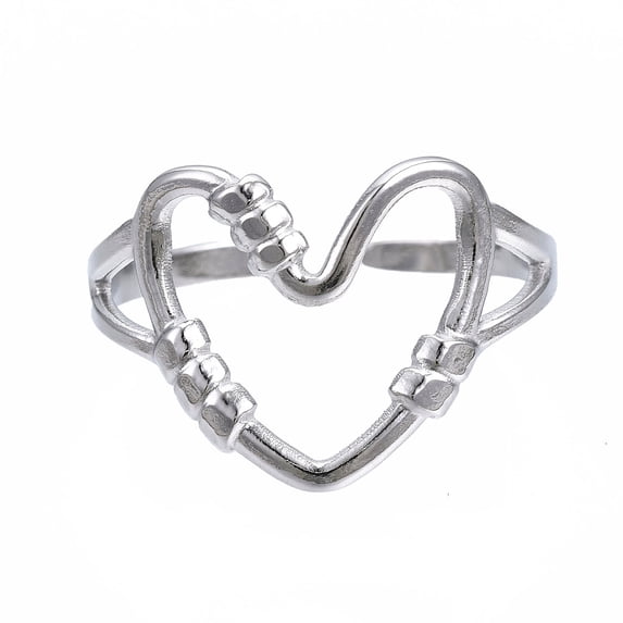 304 Stainless Steel Heart Open Cuff Ring Hollow Chunky Ring for Women ...