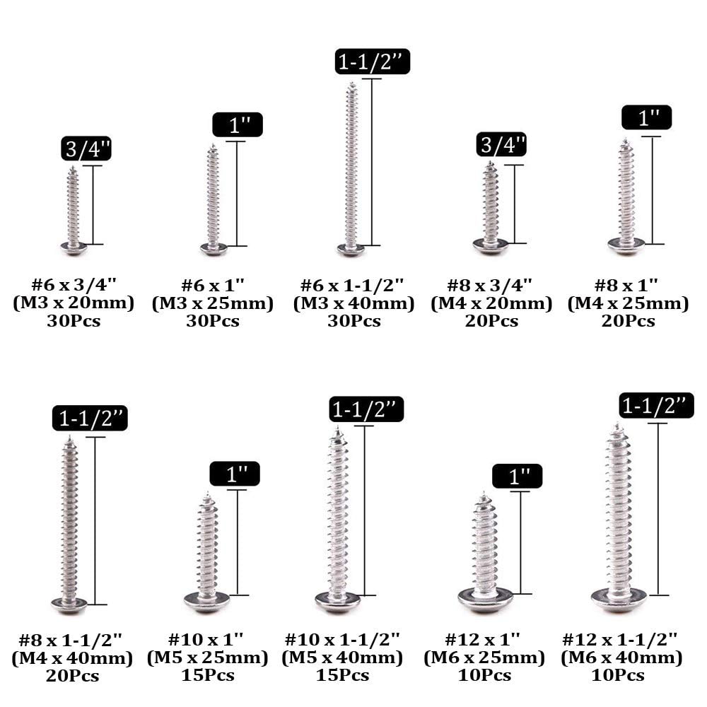 304 Stainless Steel Hex Washer Head and Phillips Truss Head Self ...