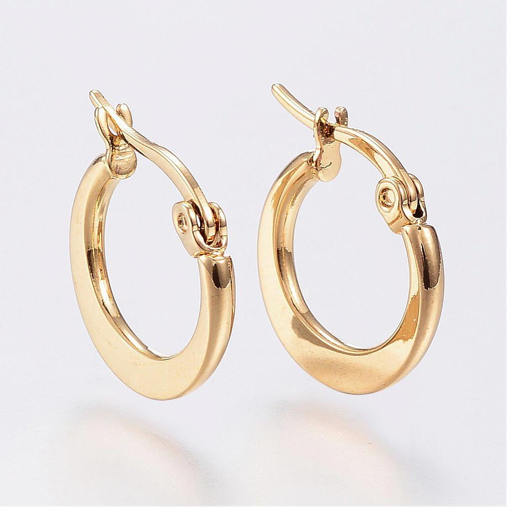 304 Stainless Steel Hoop Earrings Hypoallergenic Earrings Flat Ring ...