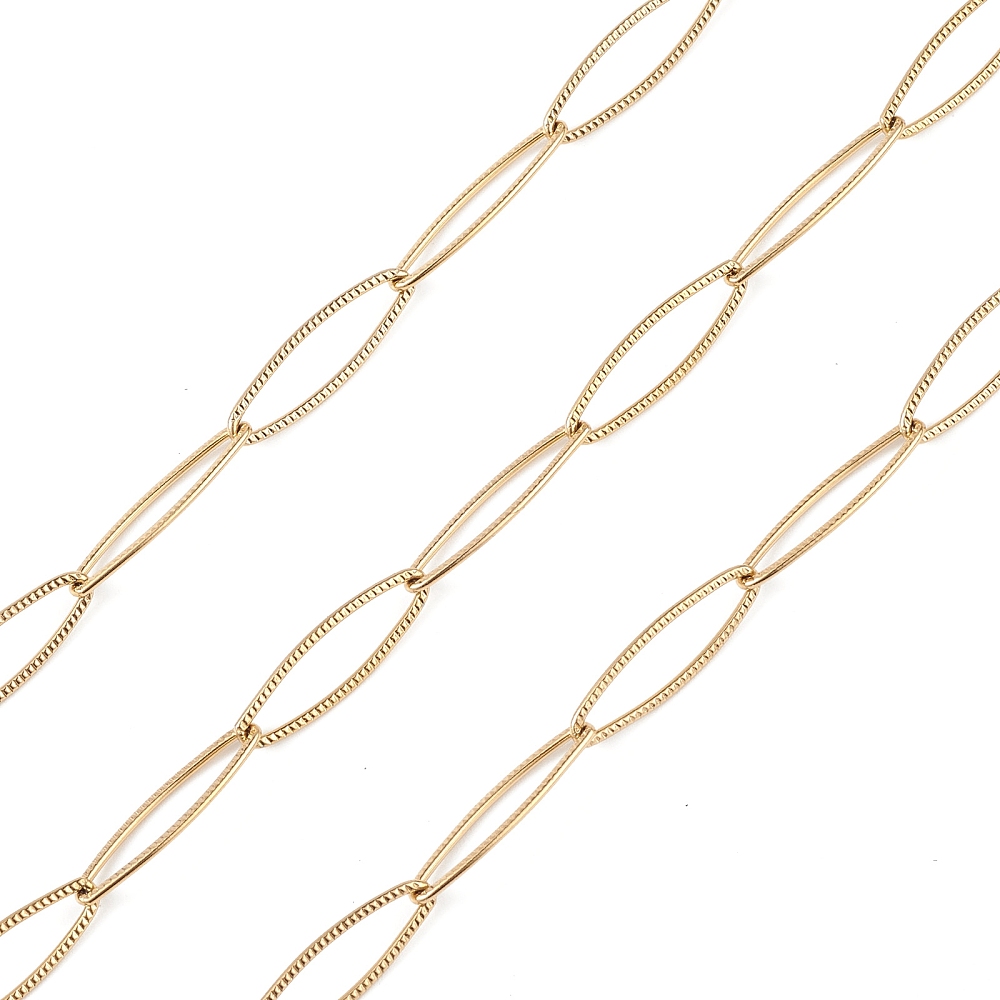 304 Stainless Steel Horse Eye Link Chains Unwelded with Spool Golden 20 ...