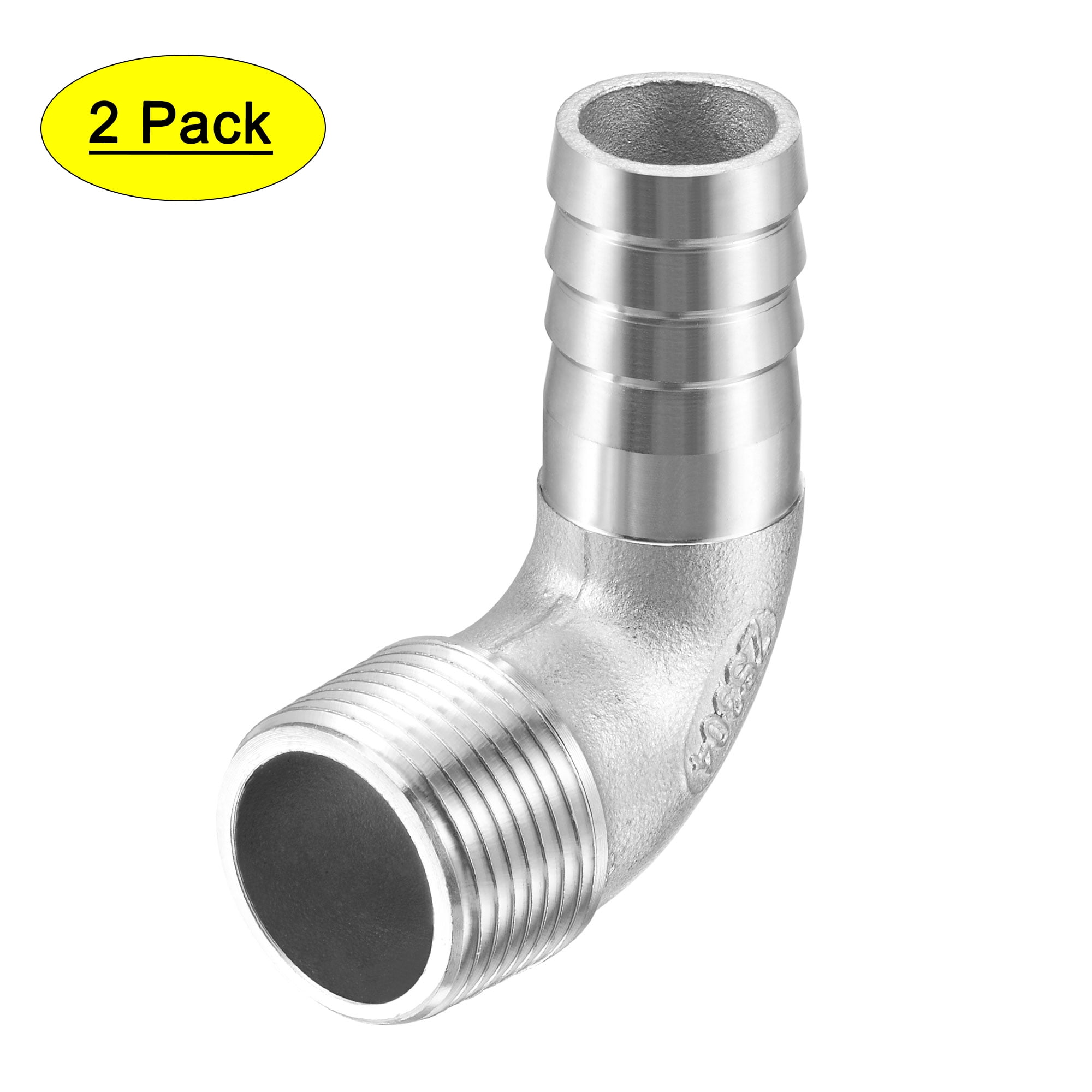 304 Stainless Steel Hose Barb Fitting Elbow, 20mm Barbed x G3/4 Male Pipe Connector for Water ...