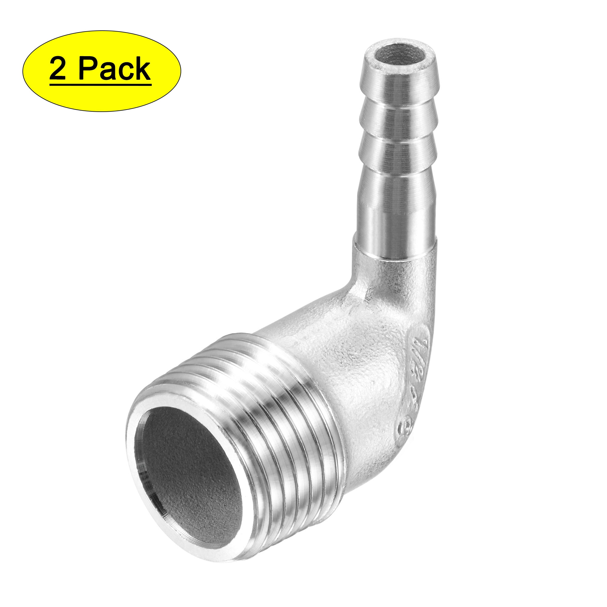 304 Stainless Steel Hose Barb Fitting Elbow, 8mm Barbed x G1/2 Male Pipe Connector for Water Air ...