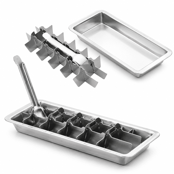 304 Stainless Steel Ice Cube Tray, DIY Quick Freeze Ice Mold with Easy ...