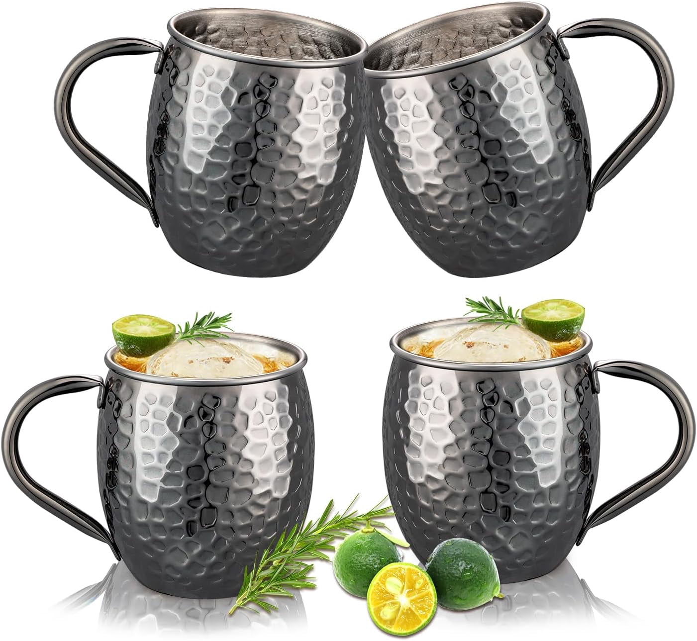 304 Stainless Steel Inner Copper Moscow Mule Mugs Set of 4 ...