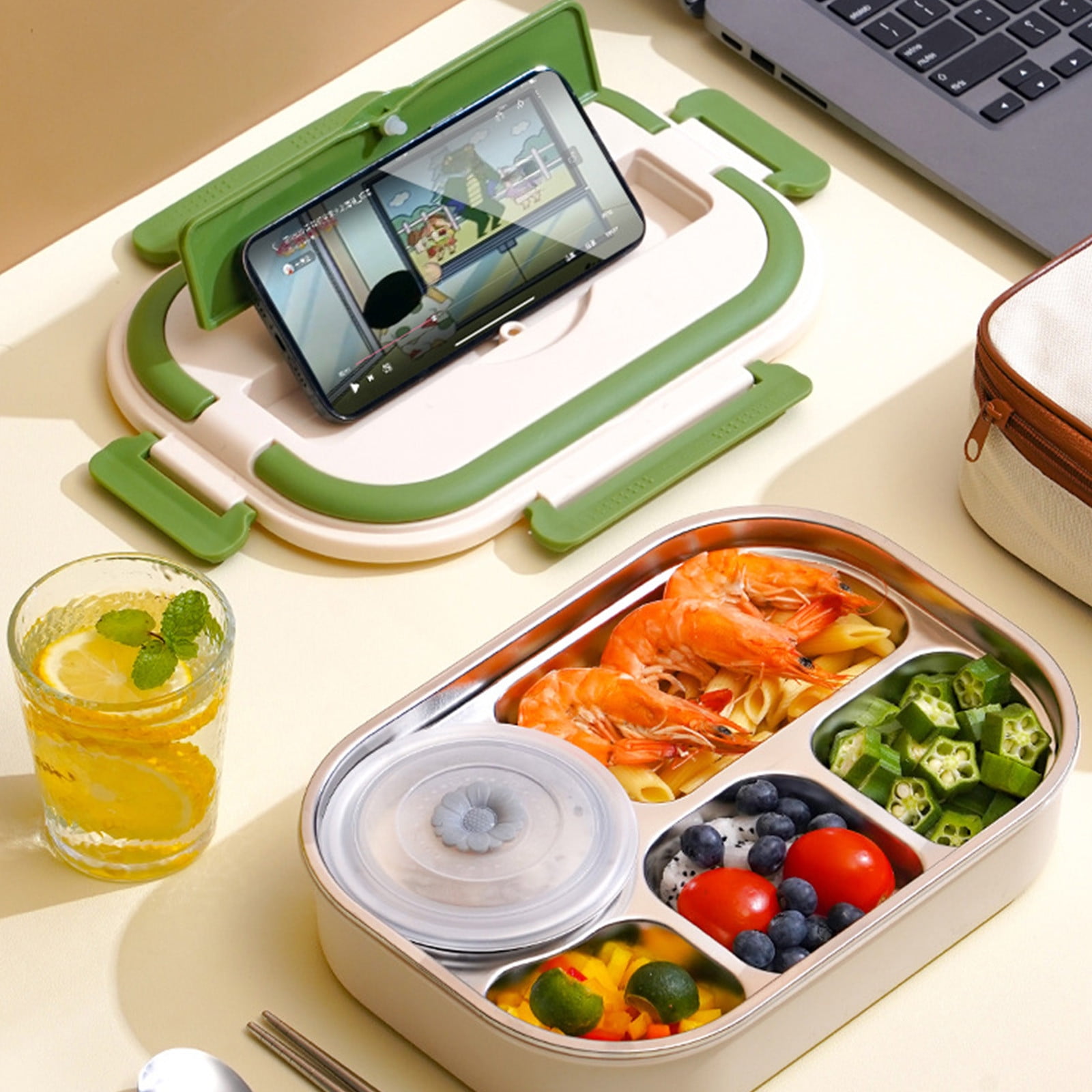 304 Stainless Steel Insulated Lunch Box With Lid Student Compartment ...
